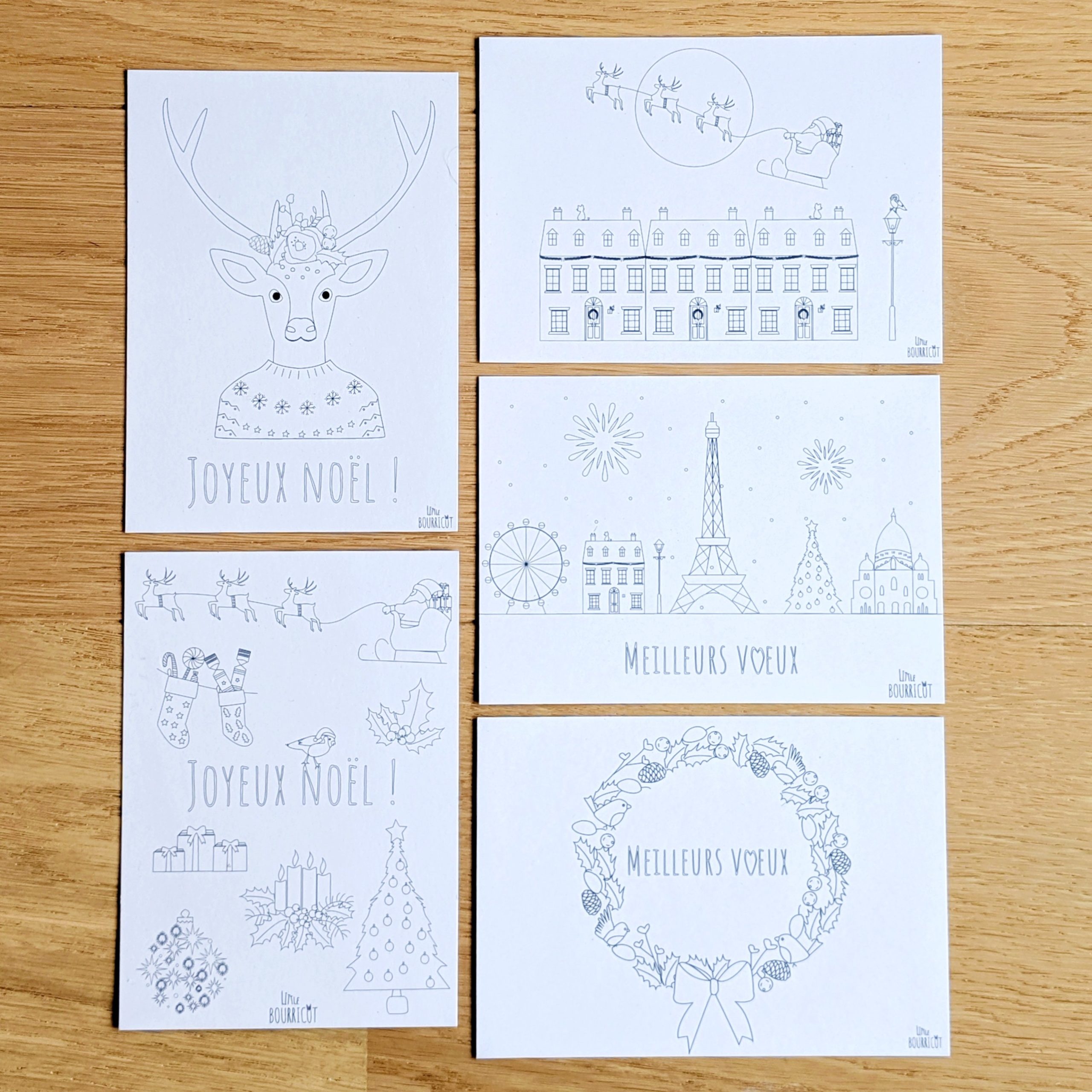 Les cartes de Noël à colorier - Little bourricot